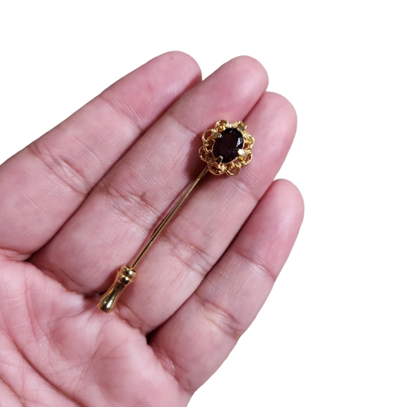 Jewelry | Vintage Gold Toned Purple Gem Pin | Poshmark